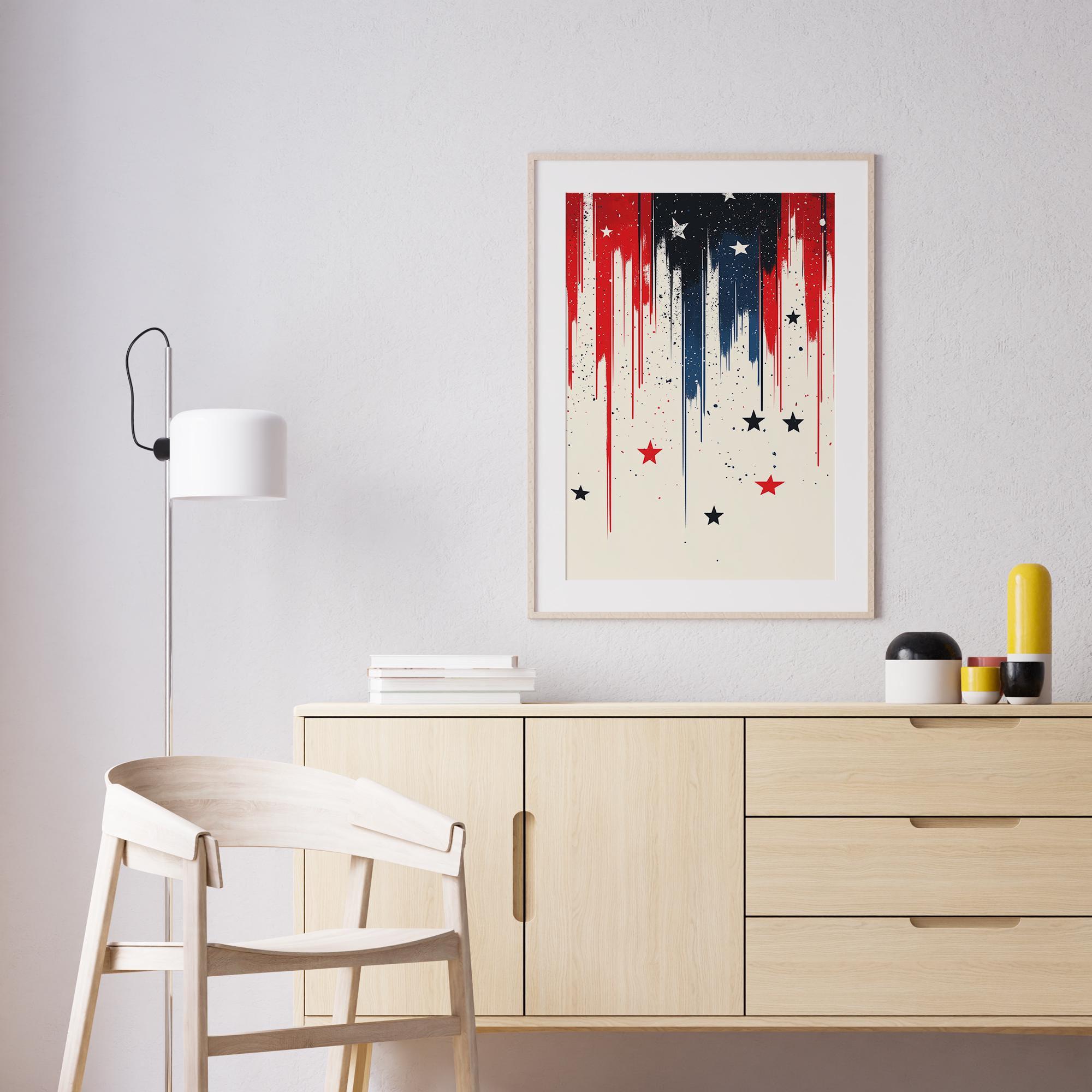 Abstract American Flag Digital Poster, USA Independence Day Printable ...