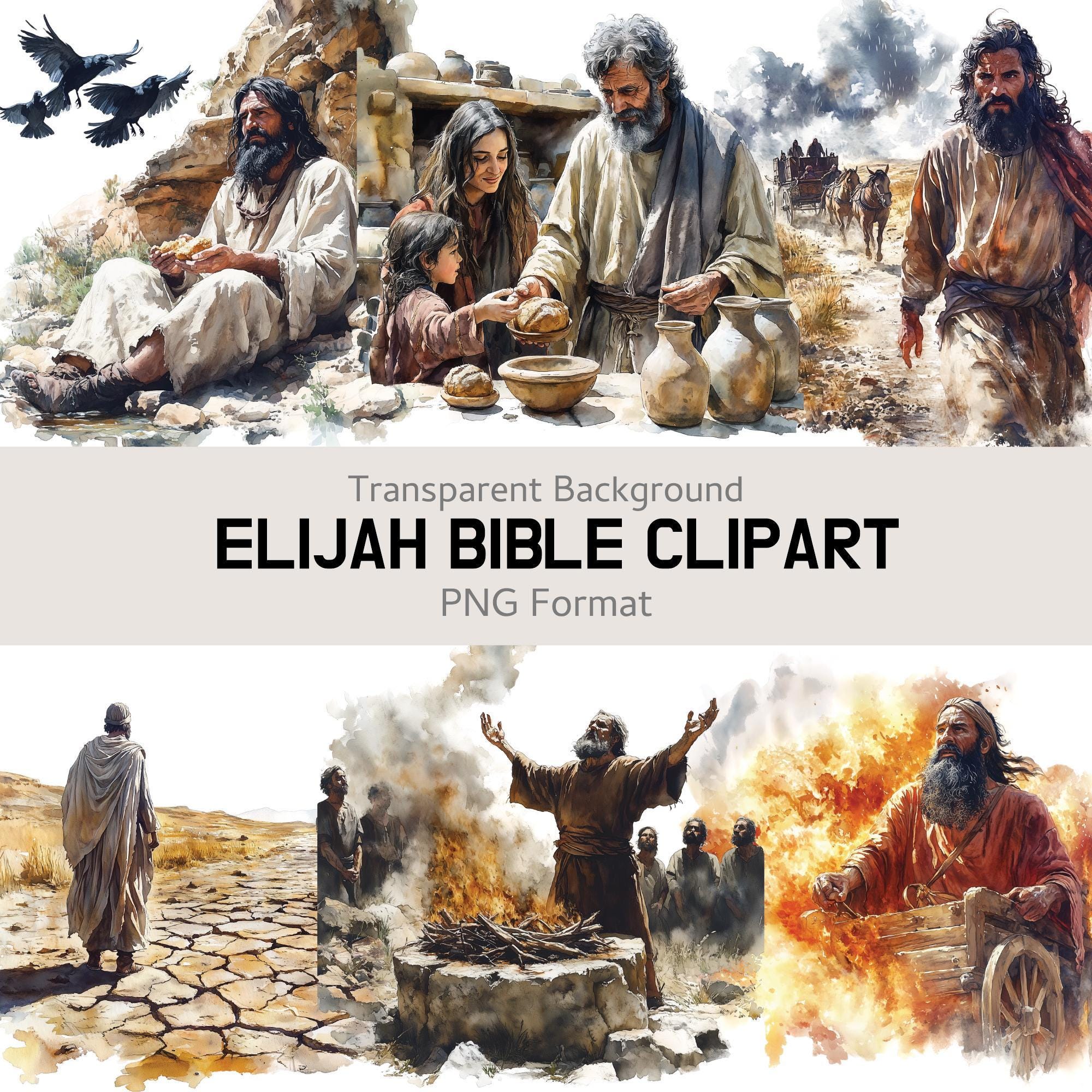 Elijah Bible Clipart Bundle, 80 PNG Christian Digital Art for Sunday ...