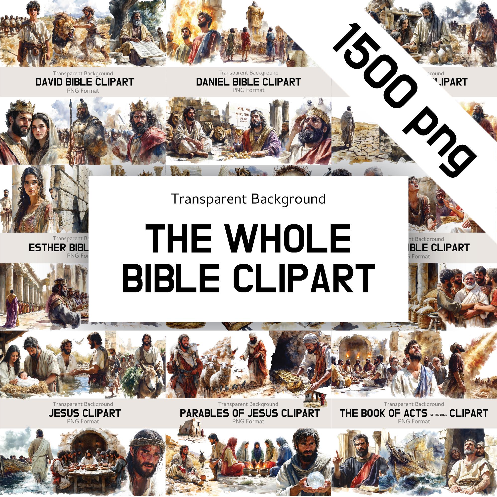Mega Bible Clipart Set, 1500 PNG Christian Art, Genesis, Jesus Parables ...