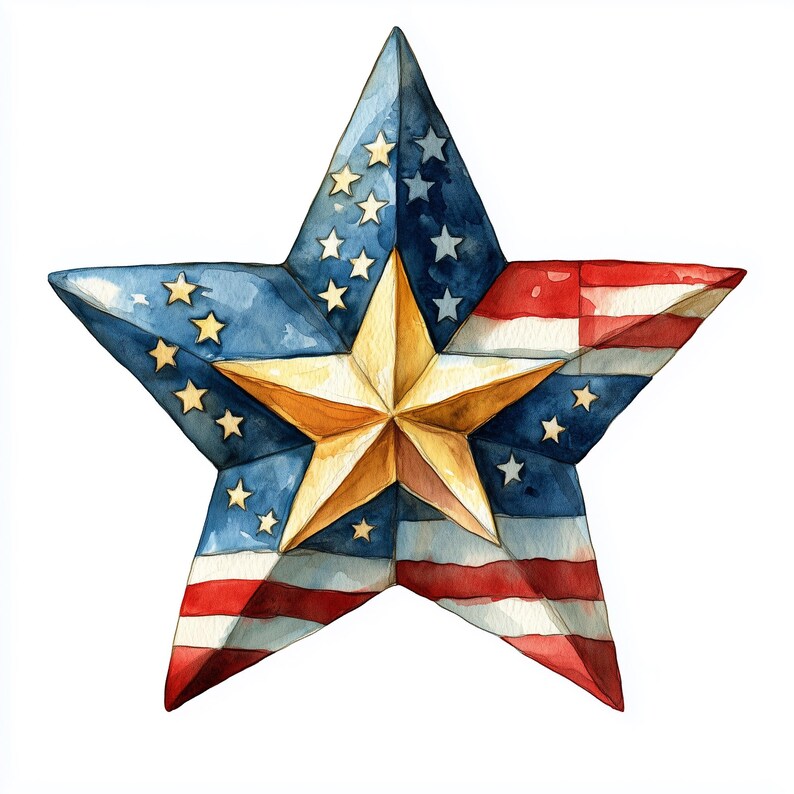 Retro Patriotic Stars Clipart Pack, 4th of July Sublimation PNG, USA ...