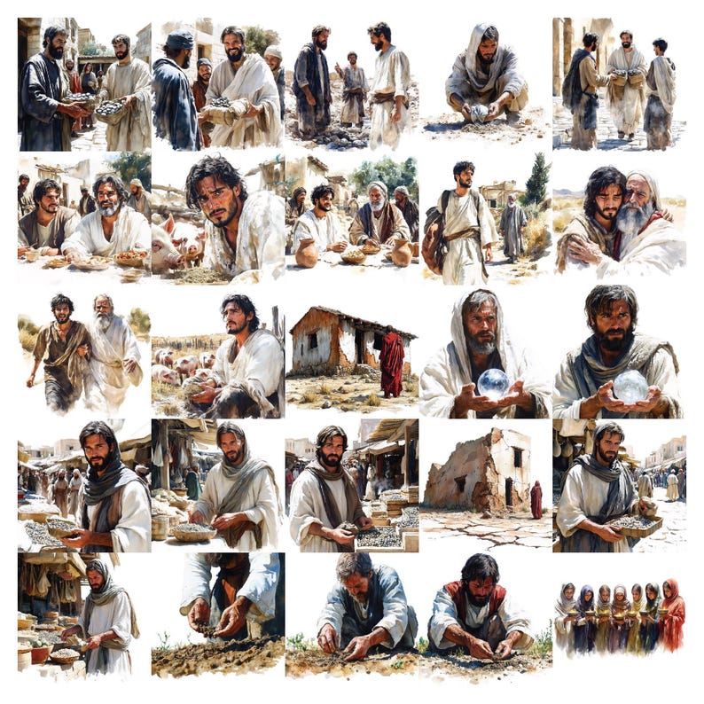 Parables of Jesus Clipart Bundle, 160+ Christian PNG Files for Sunday ...