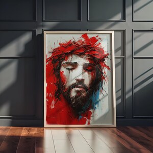 Bloody Jesus Painting, Crucified Jesus Art, Christian Wall Decor ...