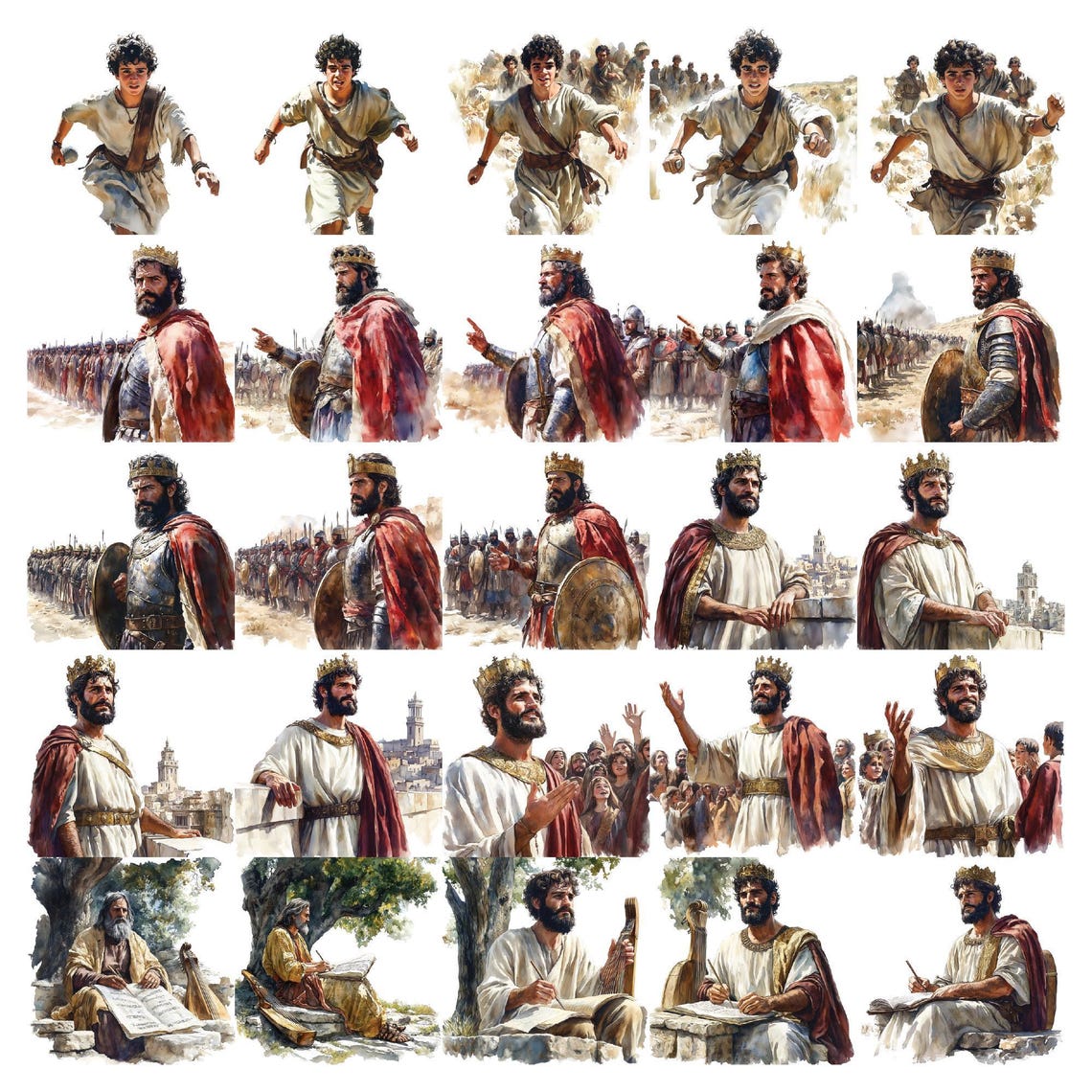 David Bible Clipart, 200PNG Digital Download, Christian Religious Art ...