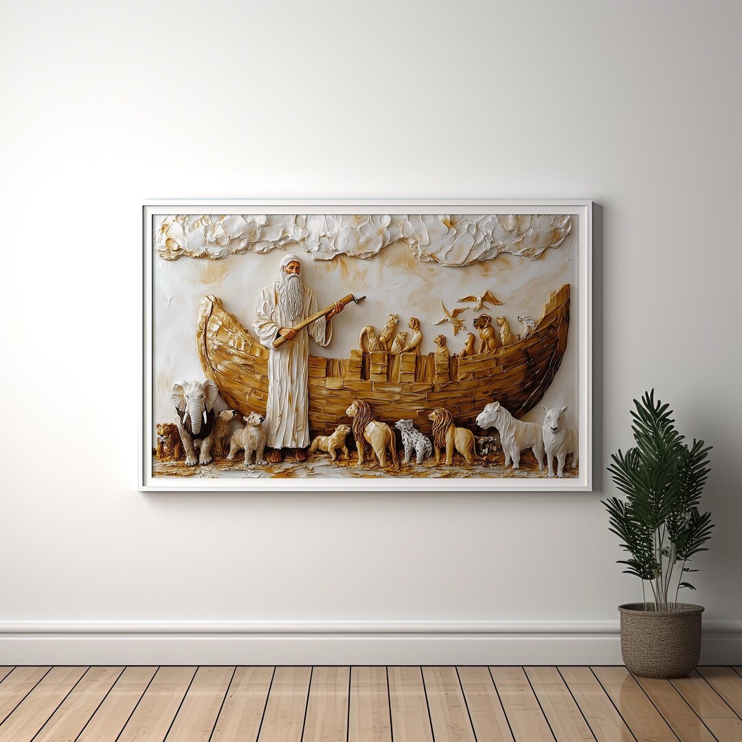Noah's Ark Digital Poster, Christian Art, Bible Story Decor, Religious ...