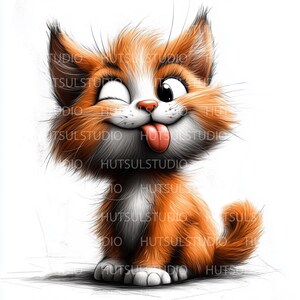 Funny Cats Clipart Bundle, 30 PNG, Cute & Playful Kitten Illustrations ...