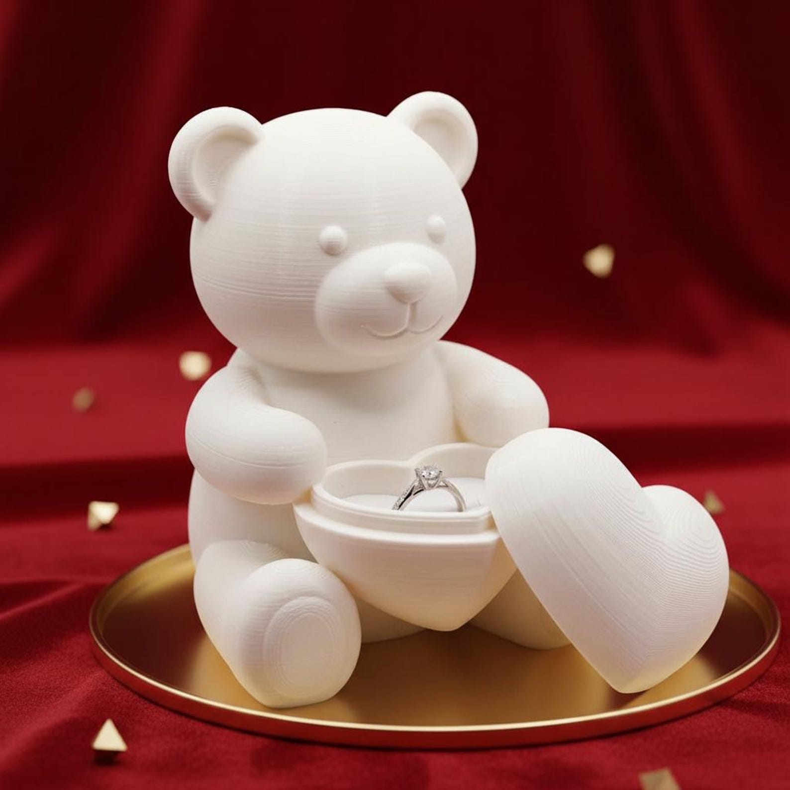 3D Print STL Teddy Bear Ring Box for Proposal, Wedding Ring Bearer Box ...