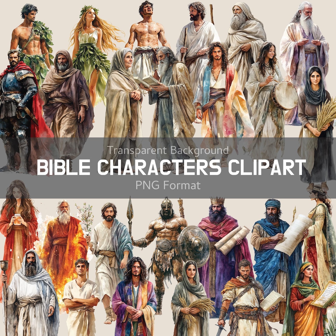 Bible Character Clipart Bundle, 130+ PNG Christian Digital File - Paul ...