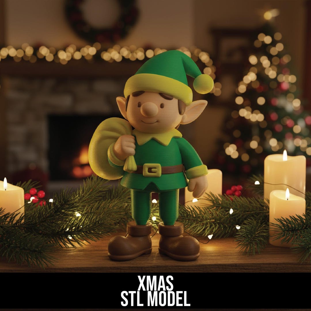 Cheerful Elf on Long Legs STL 3MF, 3D Printable Christmas Figurine for ...