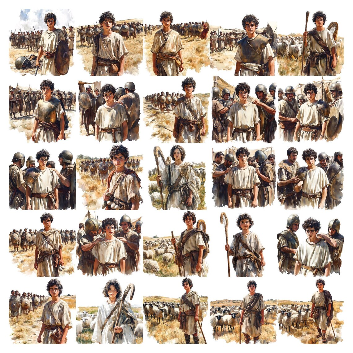 David Bible Clipart, 200PNG Digital Download, Christian Religious Art ...