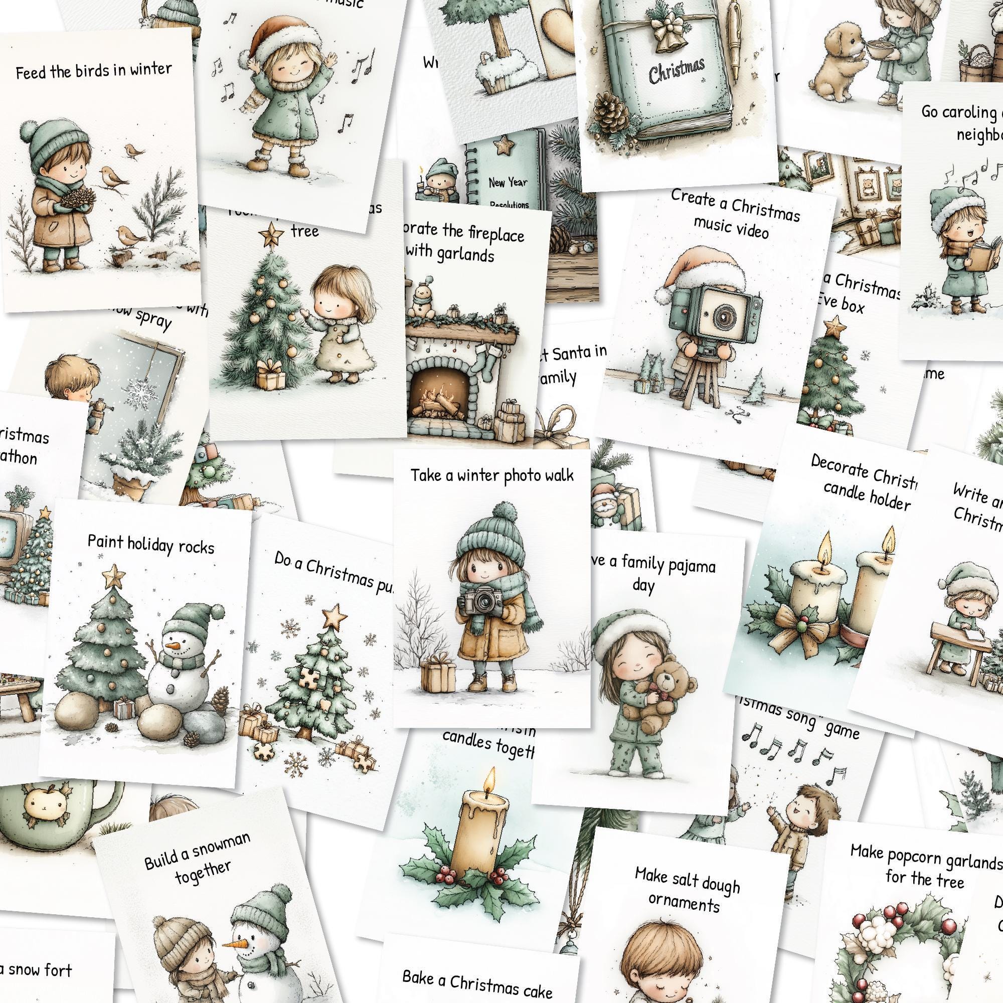 100 Christmas Advent Activity Cards, Family Holiday Countdown ...