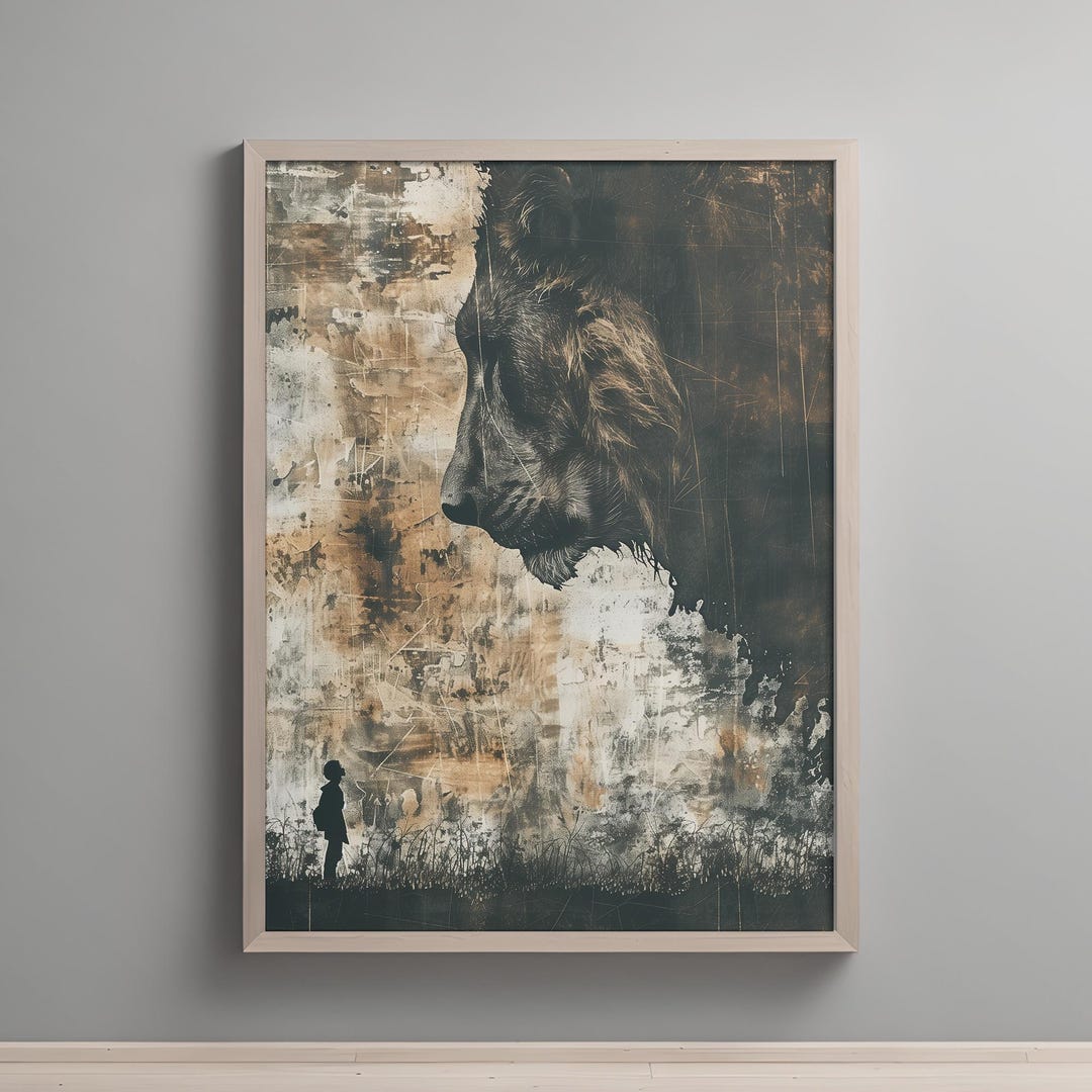 David and the Lion, Digital Canvas Print, Wall Art Decor, Christian ...