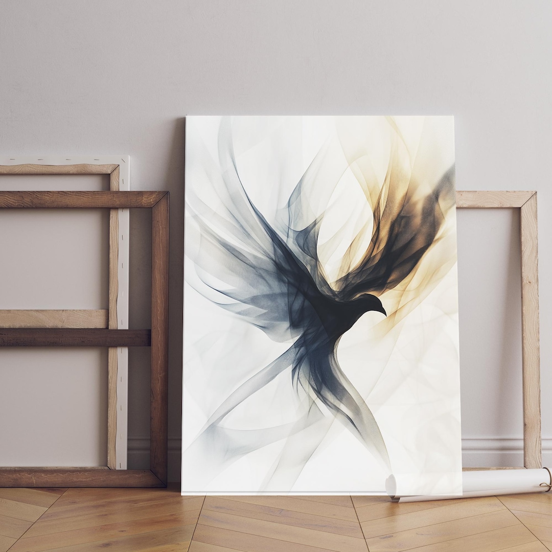 Guardian Angel Watercolor Poster, Spiritual Bird Artwork, Heavenly ...