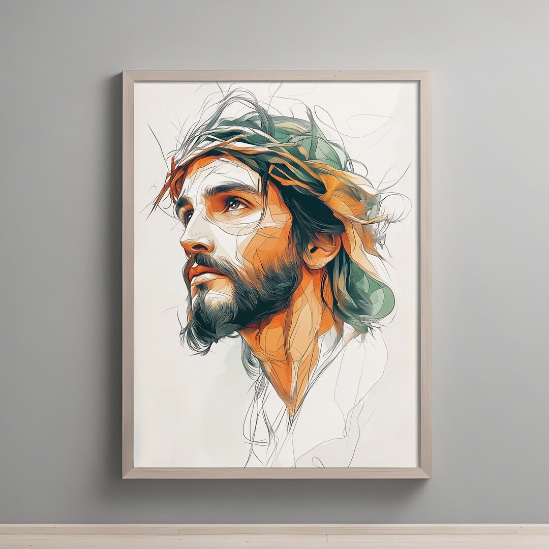 Holy Jesus Portrait, Inspirational Christian Art, Catholic Wall Decor ...