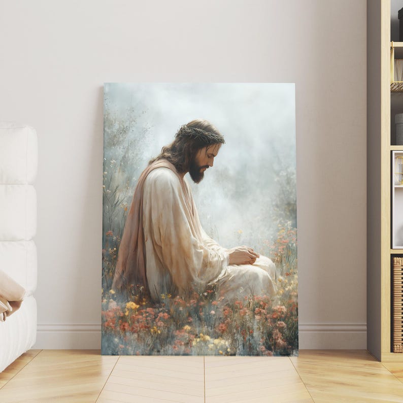 Jesus Praying in Gethsemane Garden, Digital Art Print, Watercolor ...