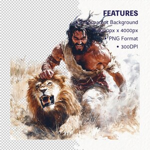 Samson Bible Clipart Bundle, 65 PNG Christian Digital Art for Sunday ...