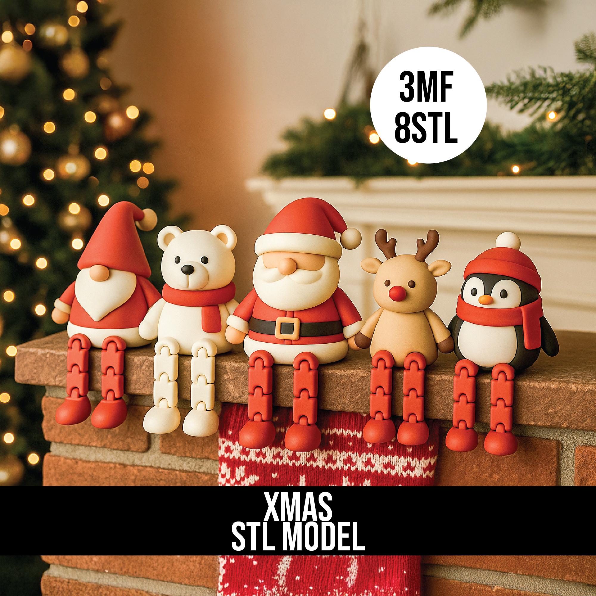 Christmas Flexi Toys STL Set, 3D Printable Articulated Holiday Figures ...