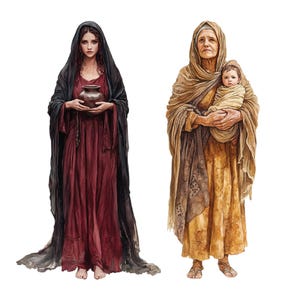 30 Biblical Female Characters, Women of the Bible Clipart Bundle ...