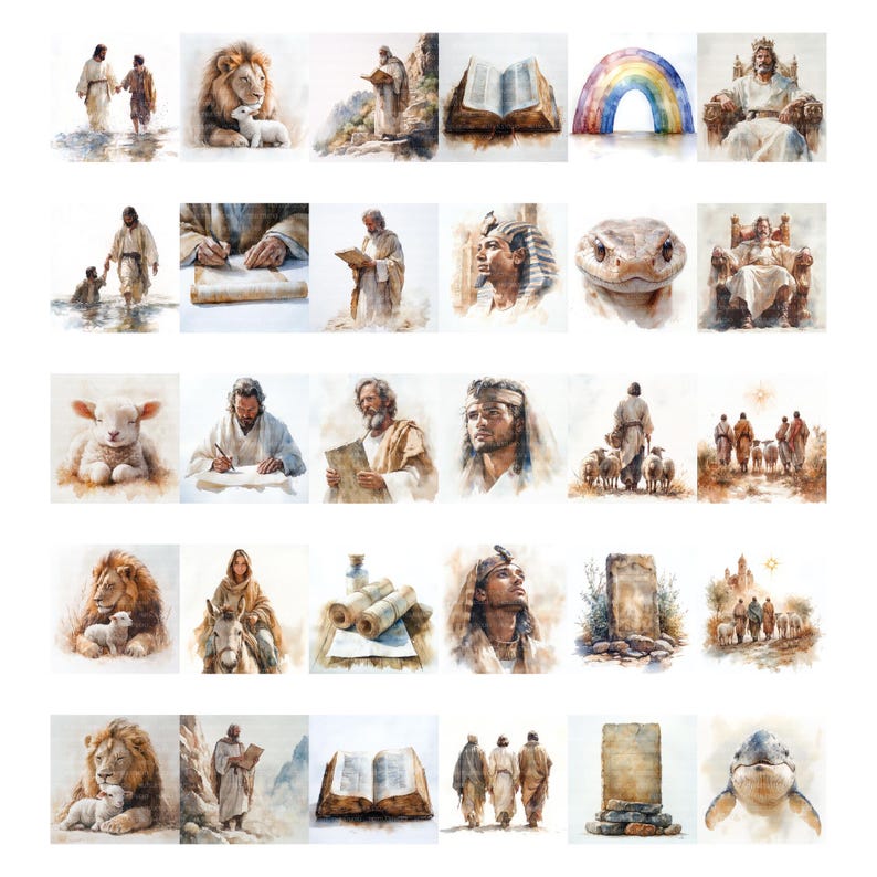 Bible Story Clipart Bundle, 50 PNG Christian Characters, Religious ...