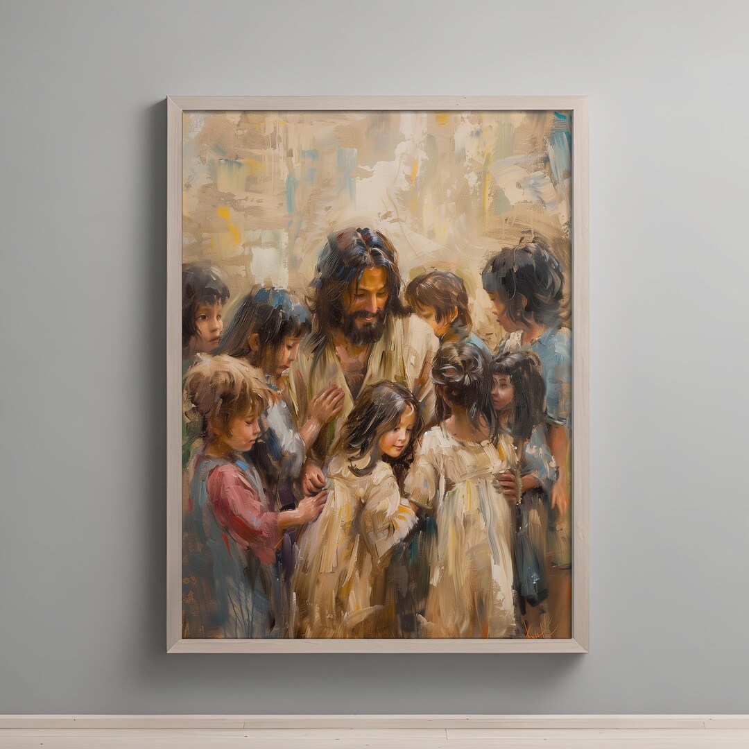 Jesus Playing With Children Digital Poster, Watercolor Art, Perfect ...