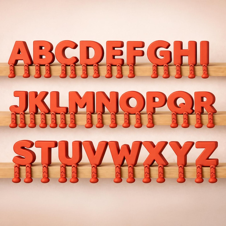 Articulated Alphabet STL Bundle, Flexible Leg Letters for 3D Printing ...