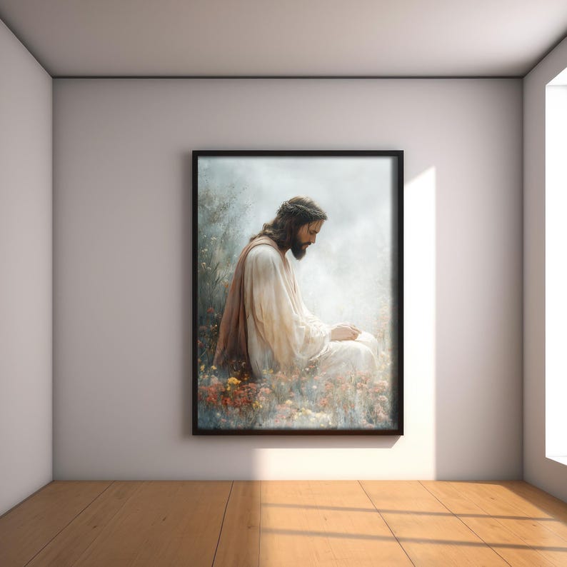 Jesus Praying in Gethsemane Garden, Digital Art Print, Watercolor ...