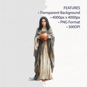 30 Biblical Female Characters, Women of the Bible Clipart Bundle ...