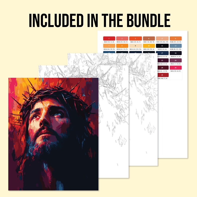 Jesus Color by Number, Digital Art for Adults, Printable Christian ...