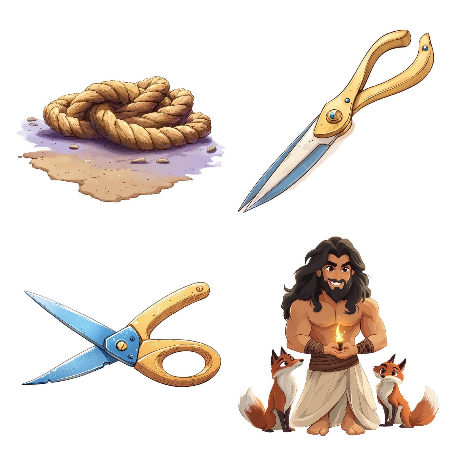 Samson Bible Story Clipart, Cartoon Christian PNG Set, Kids Bible Art ...
