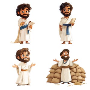 Joseph Bible Story Clipart, Christian PNG Set With Joseph in Cartoon ...