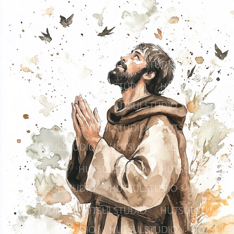 20PNG Watercolor Saint Francis of Assisi Clip Art, Religious ...