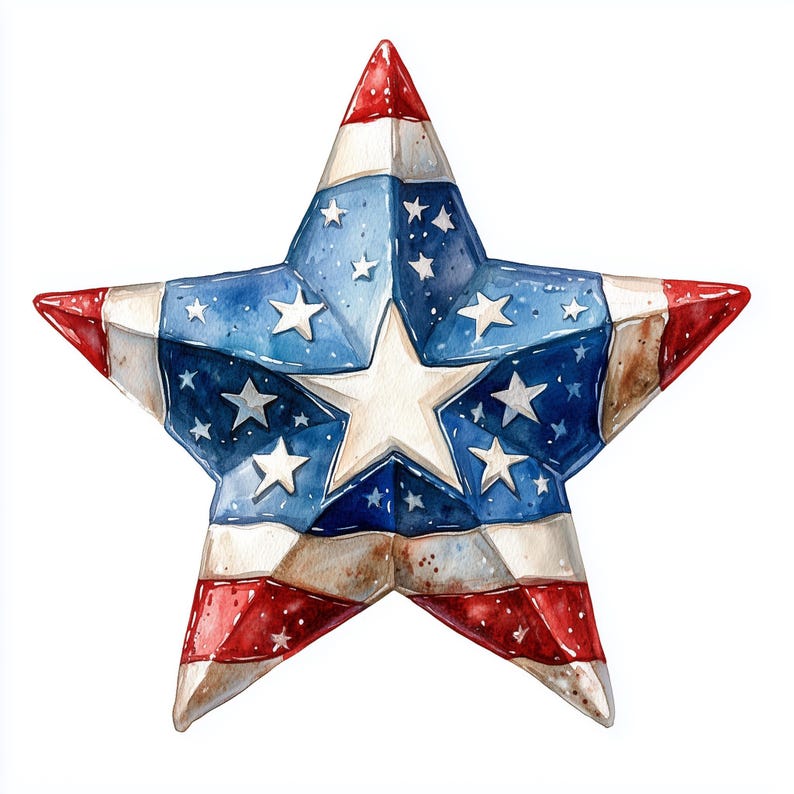 Retro Patriotic Stars Clipart Pack, 4th of July Sublimation PNG, USA ...