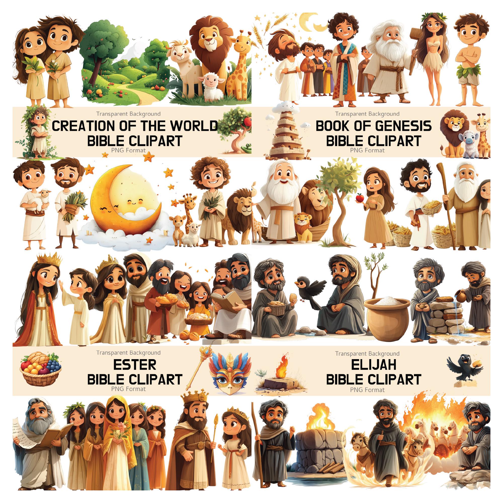 Old Testament Cartoon Clipart Mega Bundle, 700PNG Bible Story Graphics ...