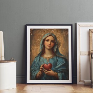 Catholic Virgin Mary Poster, Religious Wall Art Print, Christian Home ...