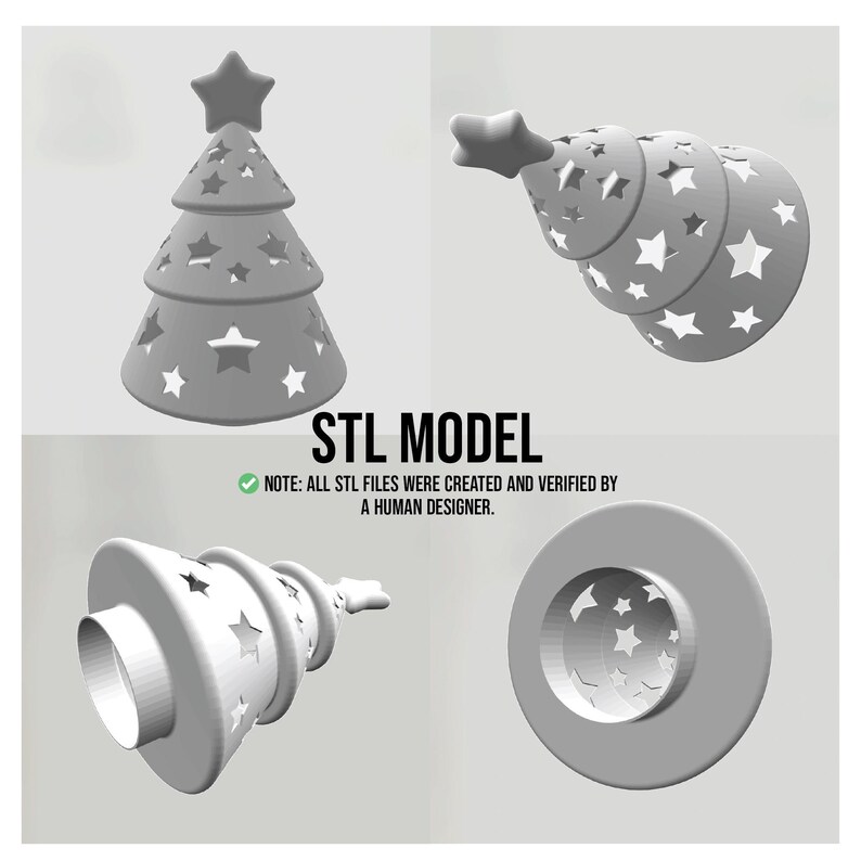 Christmas Tree STL, 3D Printable LED Tealight Candle Holder, Festive ...