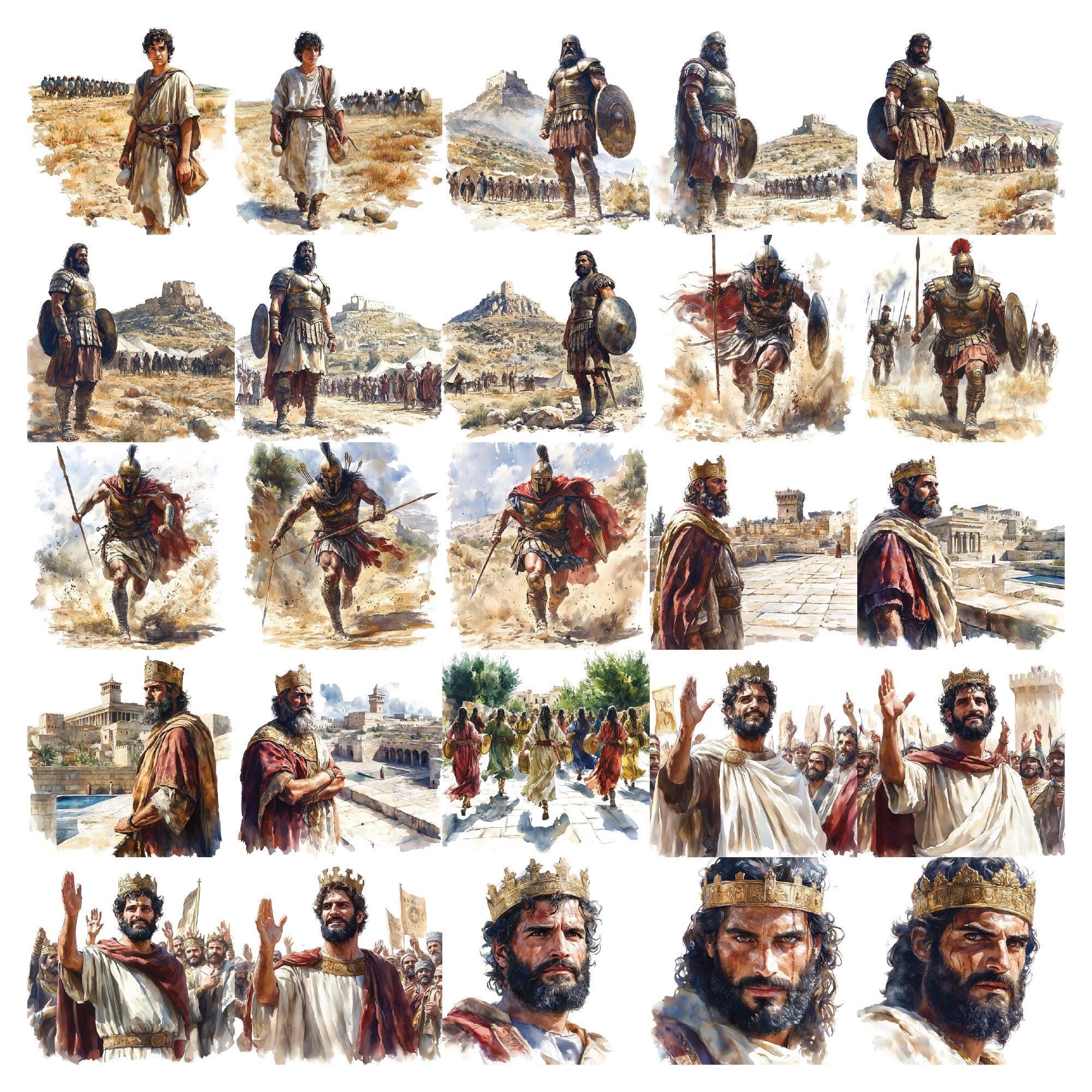 David Bible Clipart, 200PNG Digital Download, Christian Religious Art ...