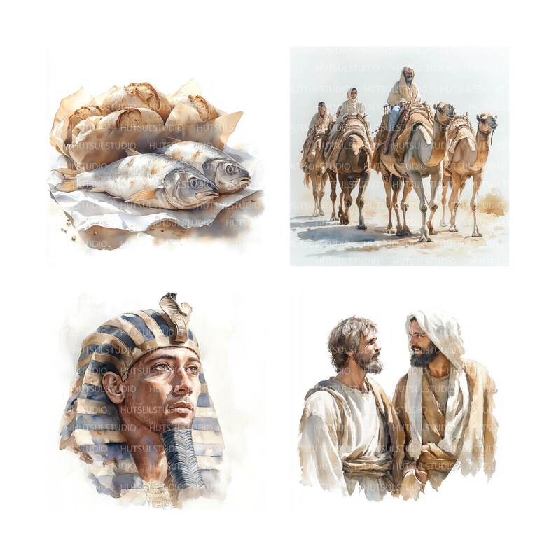 Bible Characters Clipart Bundle, 50 PNG Christian Illustrations, Bible ...