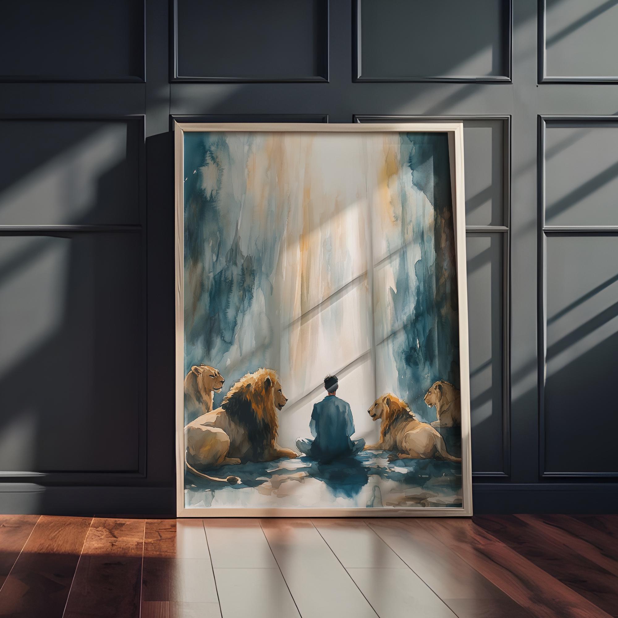 Daniel's Faith in Lion's Den, Bible Story Illustration, Christian Wall ...