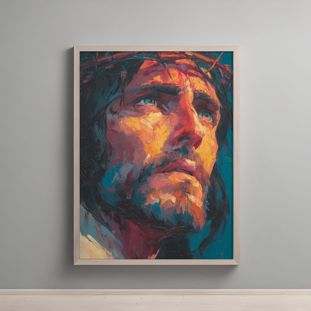 Jesus Portrait With Hopeful Gaze, Christian Wall Art, Spiritual ...