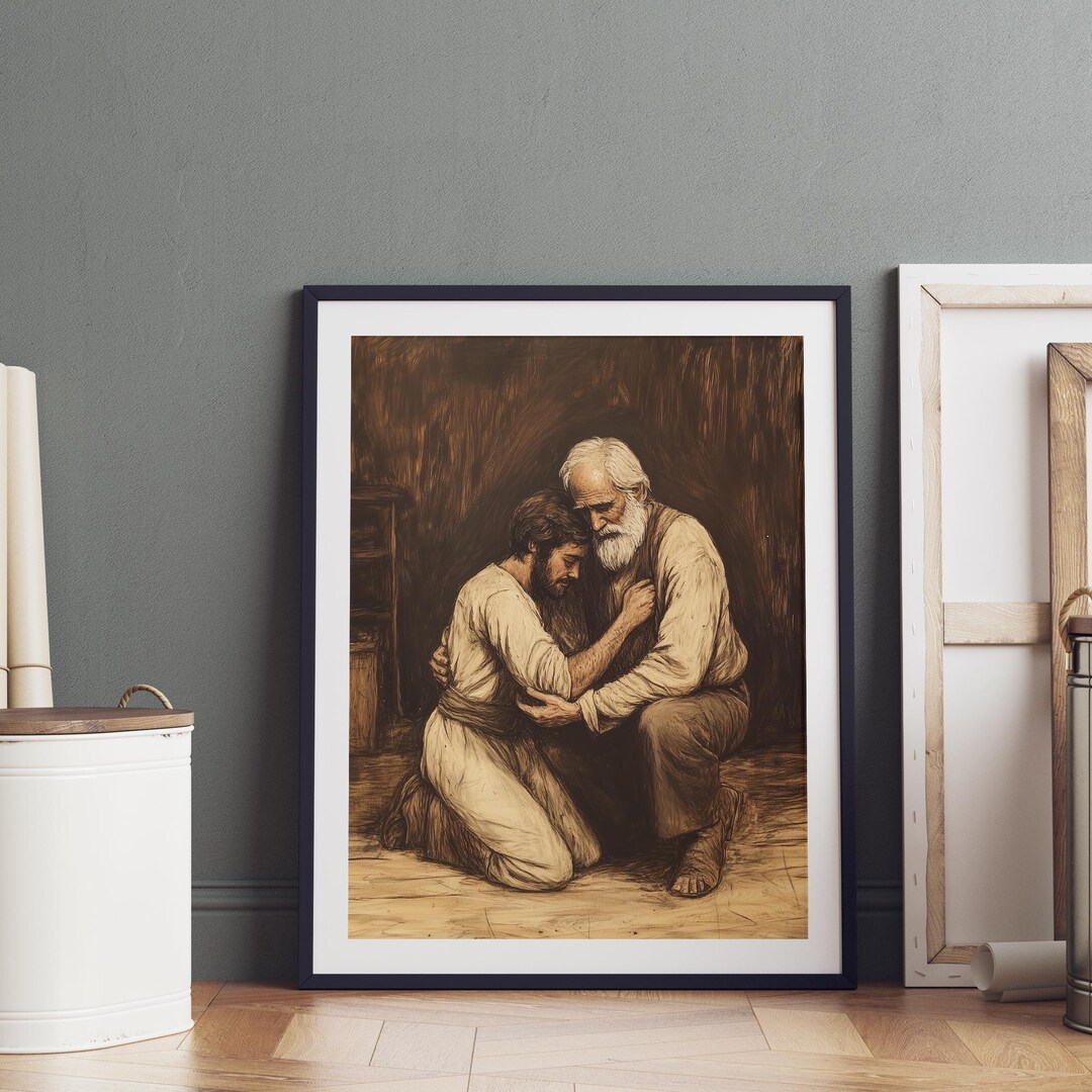 The Prodigal Son Returns Home Digital Poster, Bible Story Christian ...