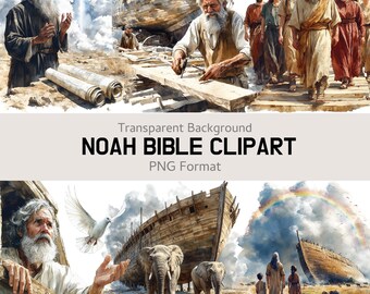 Noah’s Ark Bible Story Clipart, 95PNG Digital Download, Christian ...