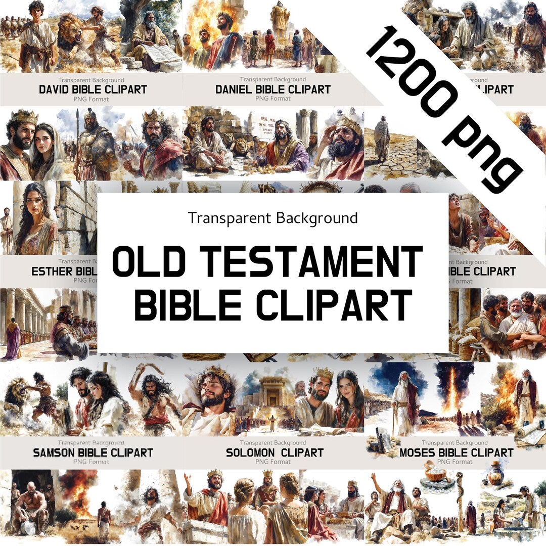 Old Testament Bible Clipart Mega Bundle, 1200 PNG Christian Clip Art ...