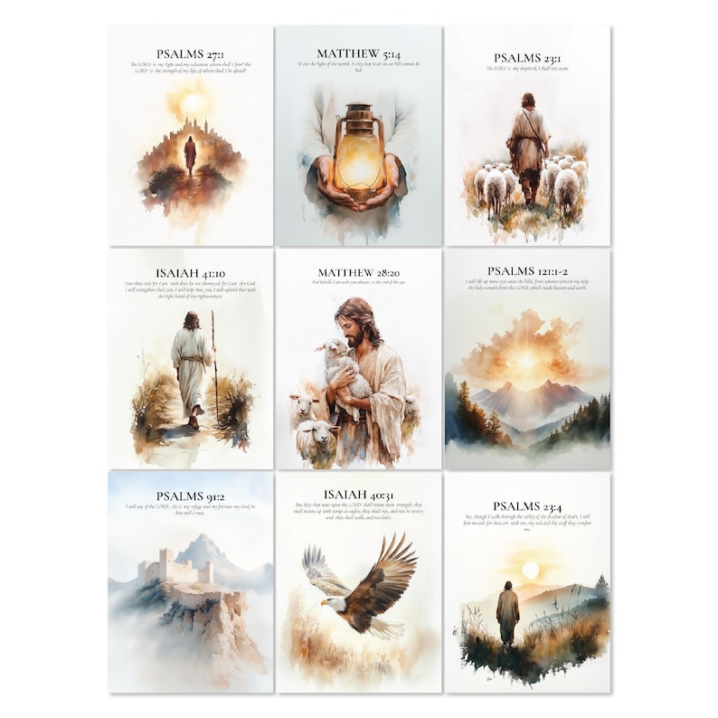 Set of 10 Digital Bible Verse Posters, Christian Wall Art, Faith ...