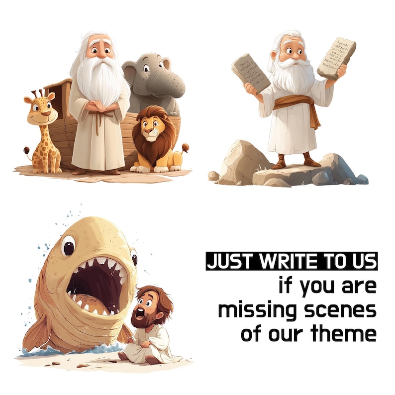 Old Testament Bible Clipart, 100 PNG Cute Cartoon Kids Bible Stories ...