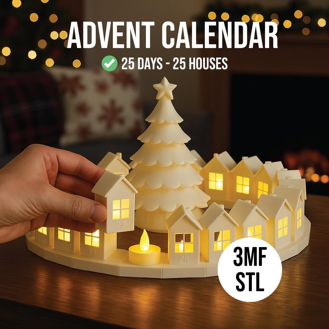 DIY Advent Wreath Tealight Holder STL Set, 3D Printed Christmas Village ...