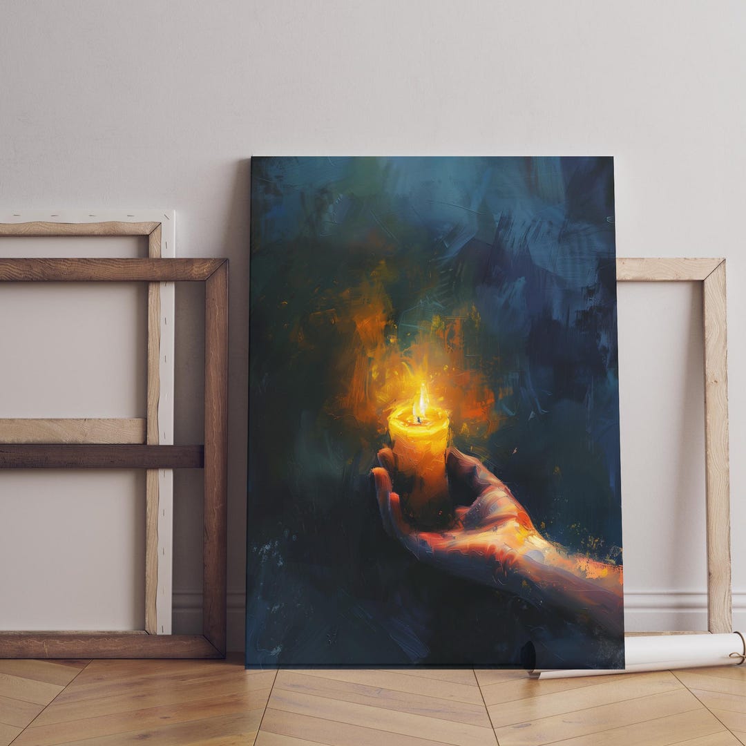 Jesus Candle of Hope Digital Print, Hands Holding Light, Peaceful ...