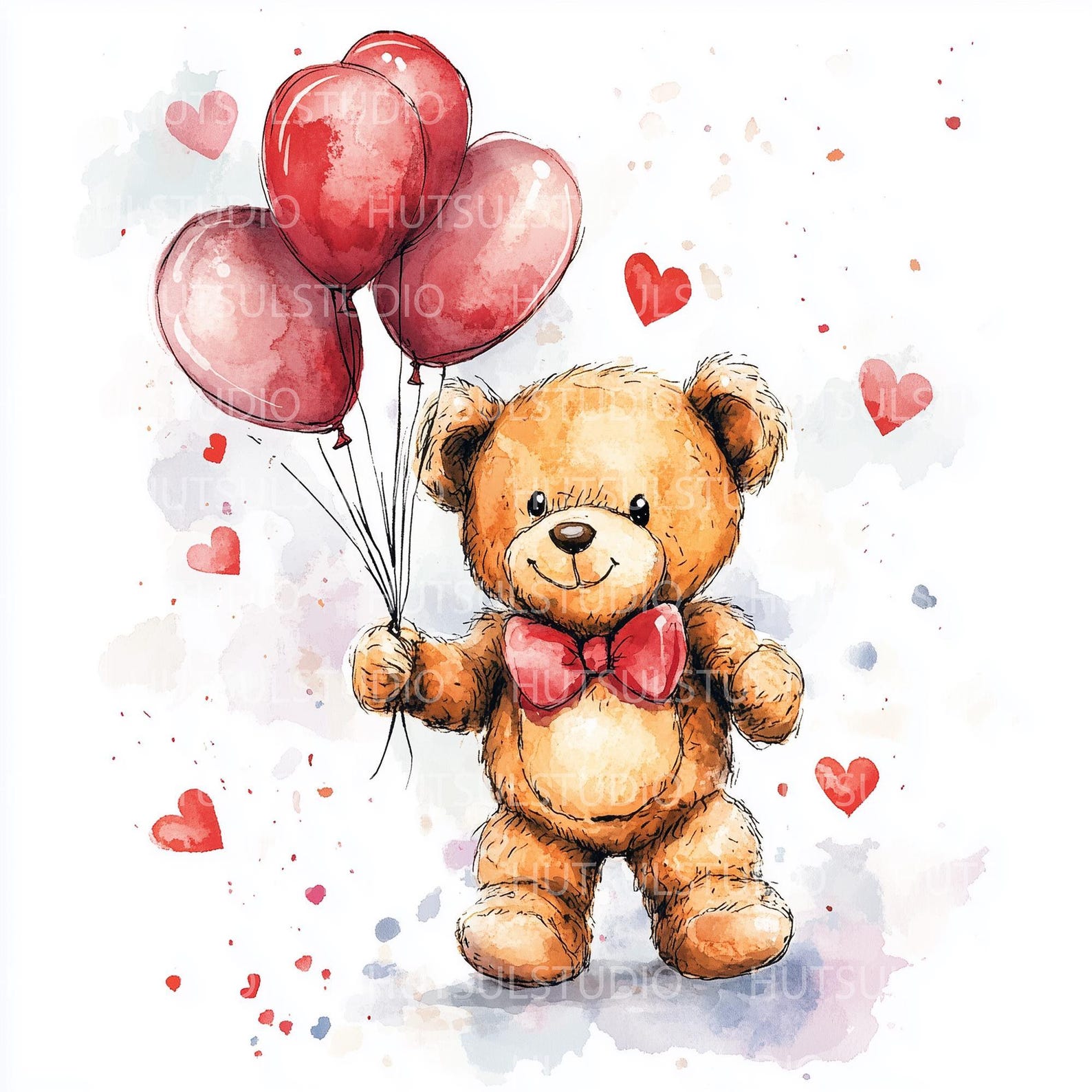 20 PNG Valentine's Day Teddy Bear Clipart, Cute Bears With Balloons ...