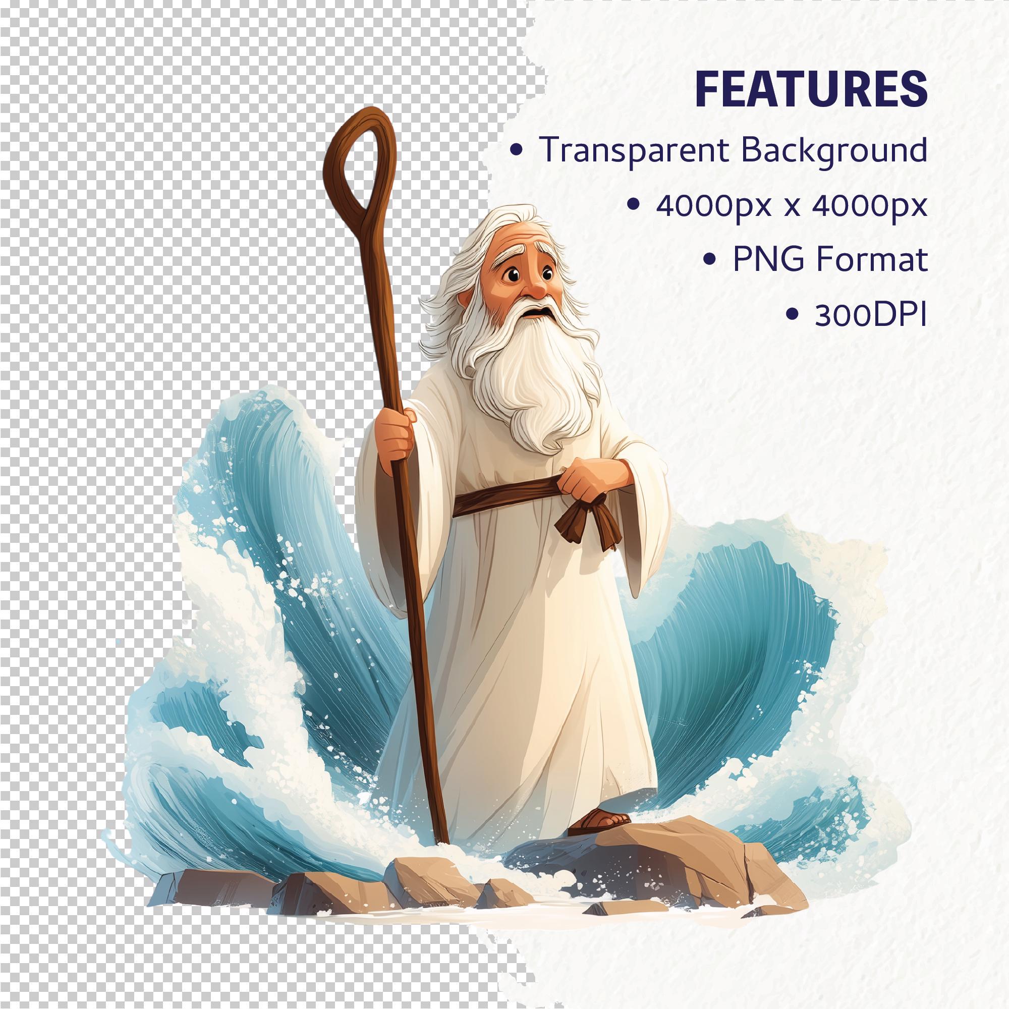 Moses Bible Story Clipart, Cute Cartoon Christian PNG Set, Kids Bible ...