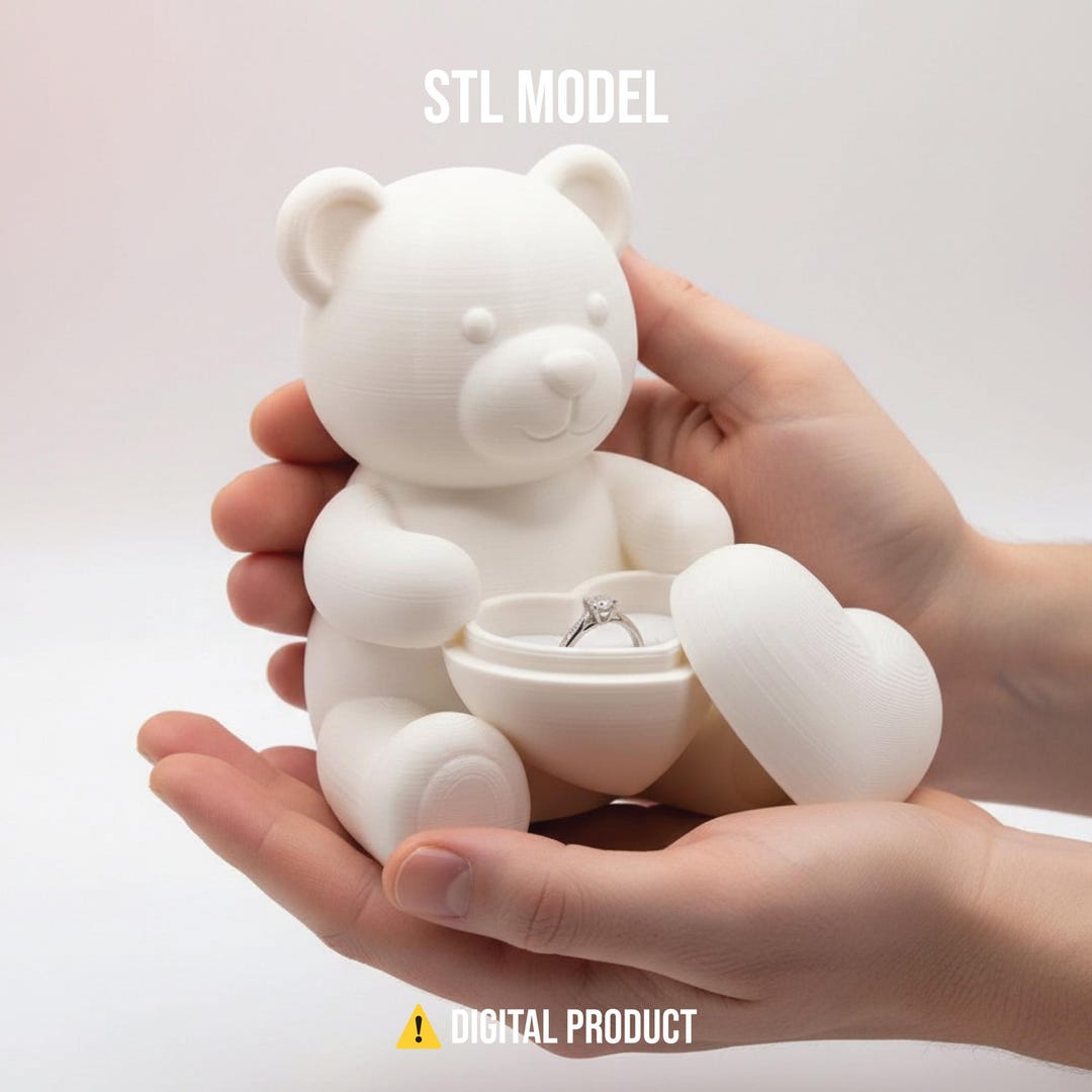 Cute Teddy Bear Ring Box STL File for 3D Printing, 3D Digital Download ...