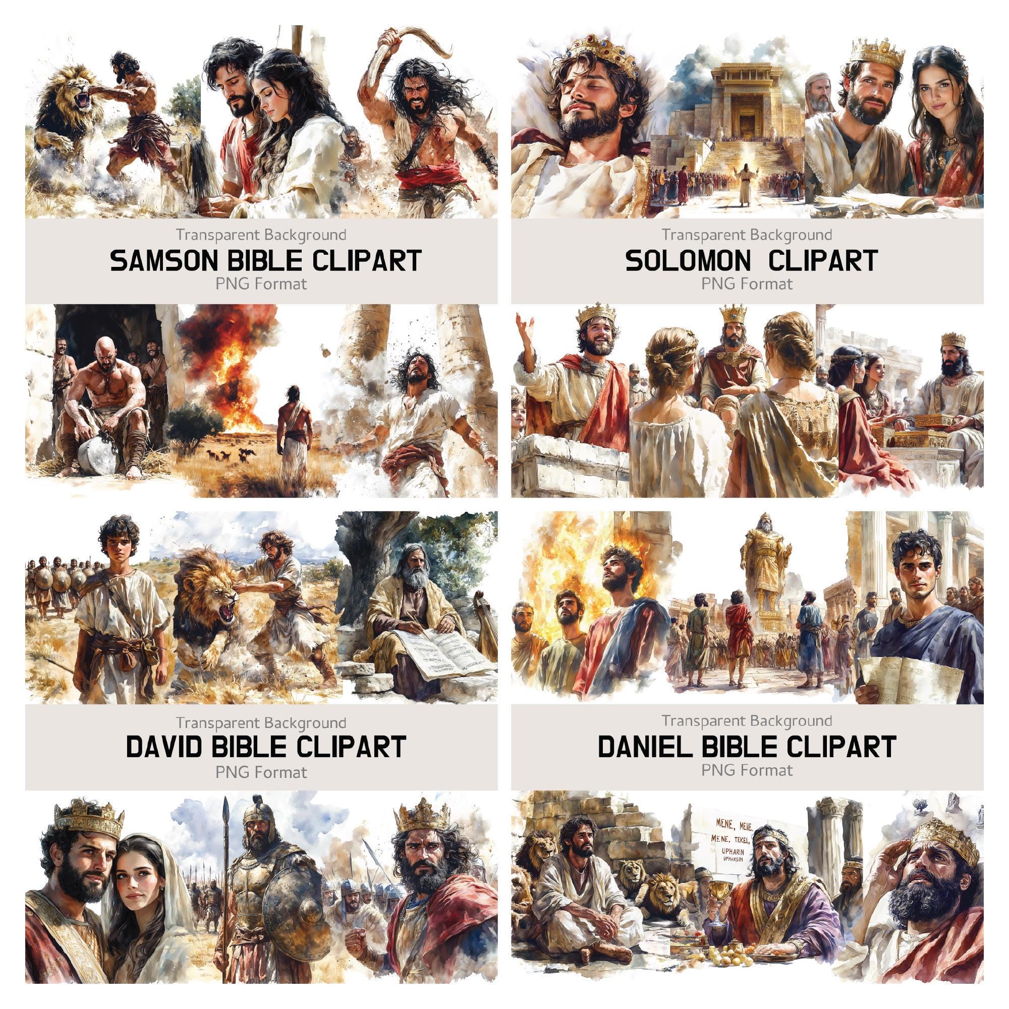 Old Testament Bible Clipart Mega Bundle, 1200 PNG Christian Clip Art ...