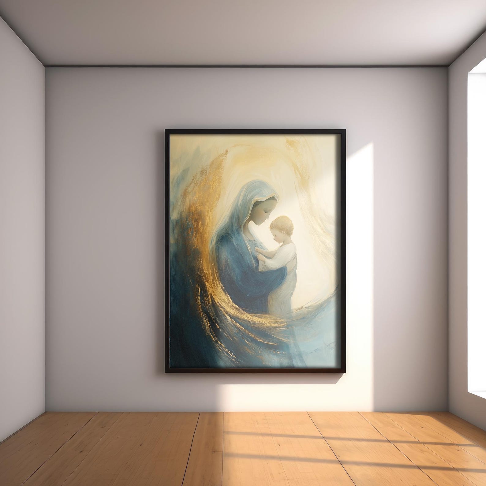 Virgin Mary and Child Digital Poster, Religious Artwork, Sacred Family ...